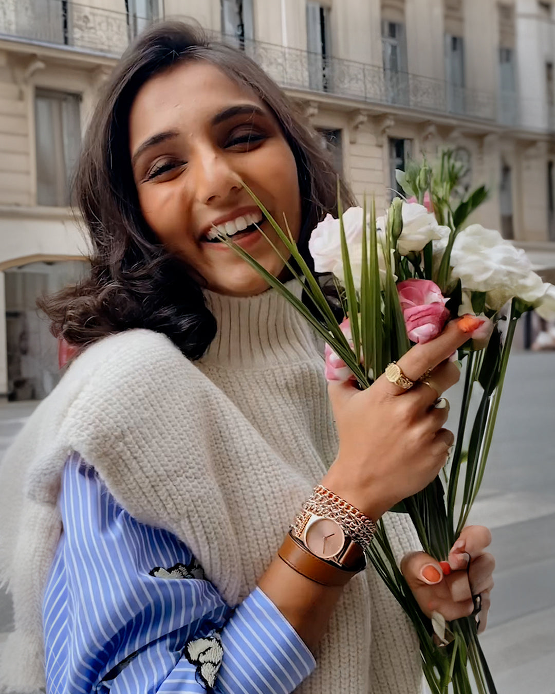 Make Elegance With Dream Wrap Rose Gold Tan Watch at Rubato